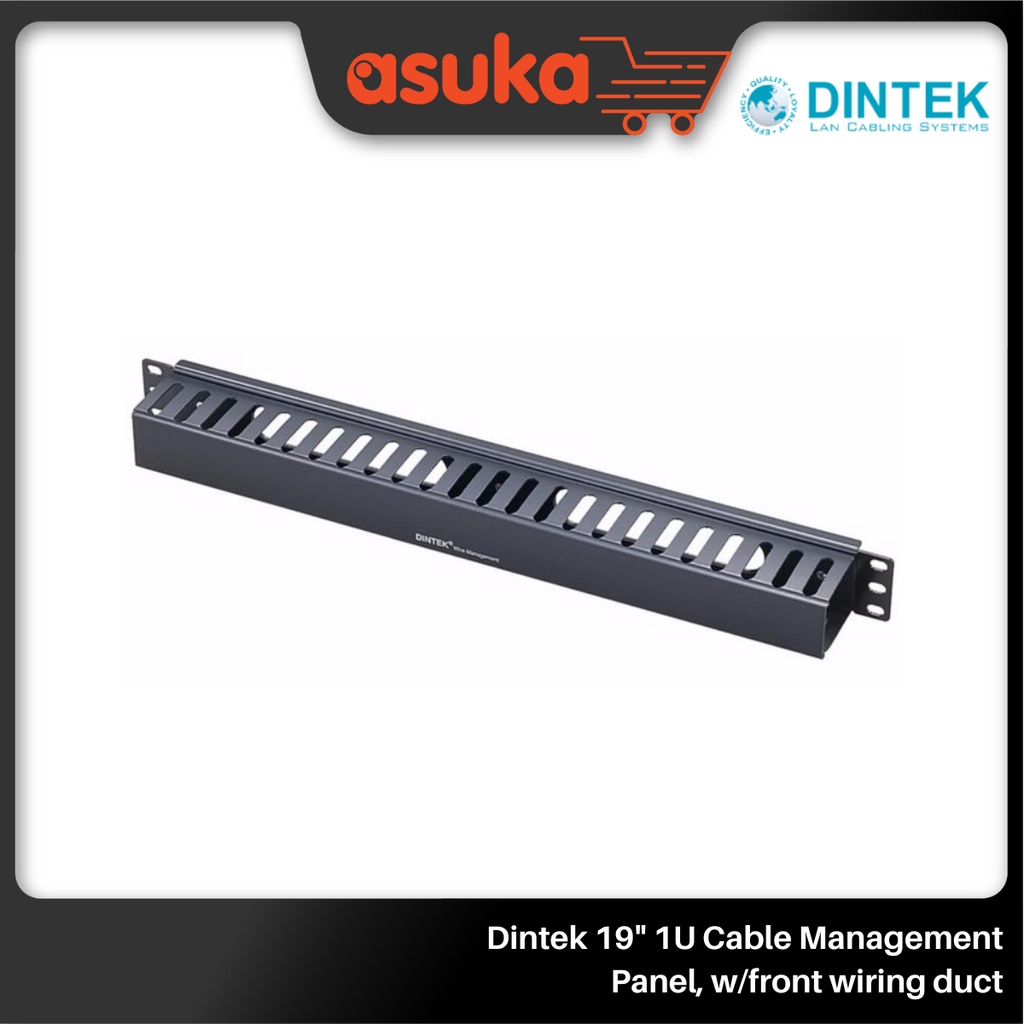 Dintek 19" 1U Cable Management Panel, w/front wiring duct (Metal) (2304 ...