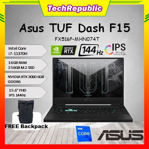 Asus TUF Dash F15 FX516P-MHN074T 15.6'' 144Hz Gaming Laptop ( I7-11370H, 16GB, 512GB SSD ...