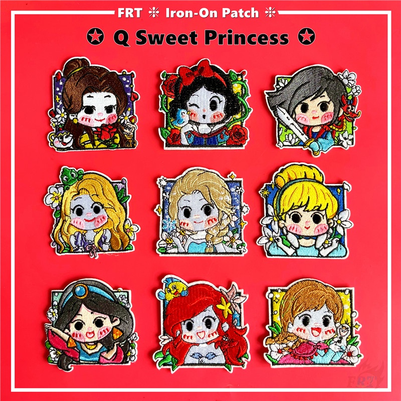 ☸ Q Sweet Princess Iron-on Patch ☸ 1Pc Mulan / Rapunzel / Belle ...