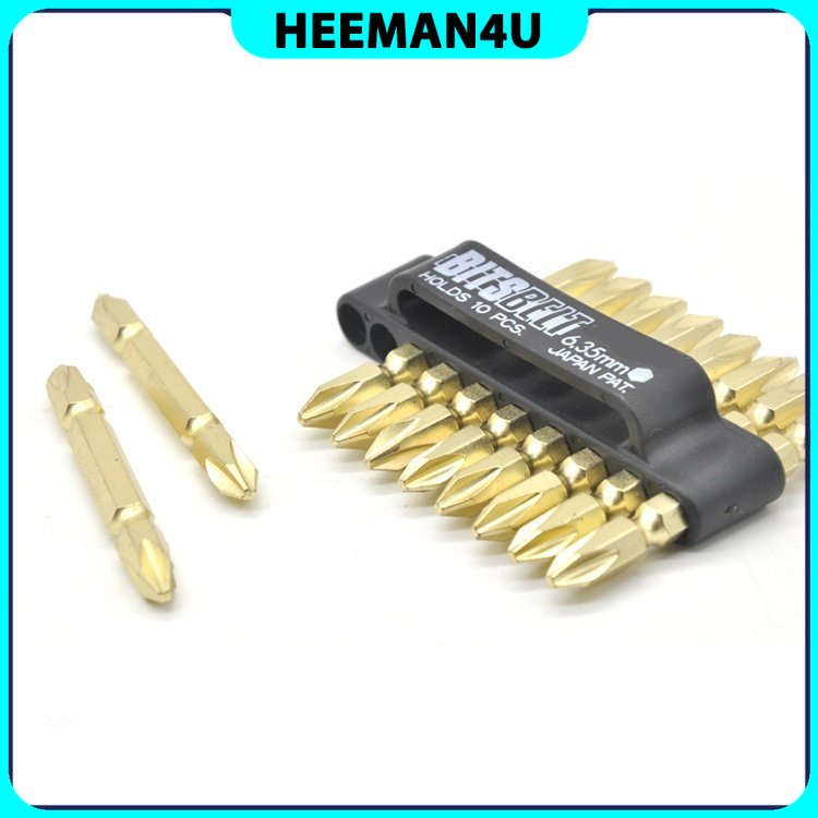 Heeman4u Philips PH2 45mm Magnetised Screwdriver Bit Set (+) 10pcs Power Bit Magnetic Tip ...
