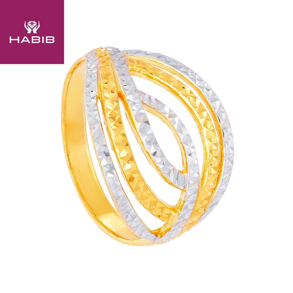 HABIB 916/22K Yellow and White Gold Ring R527 | Shopee Malaysia