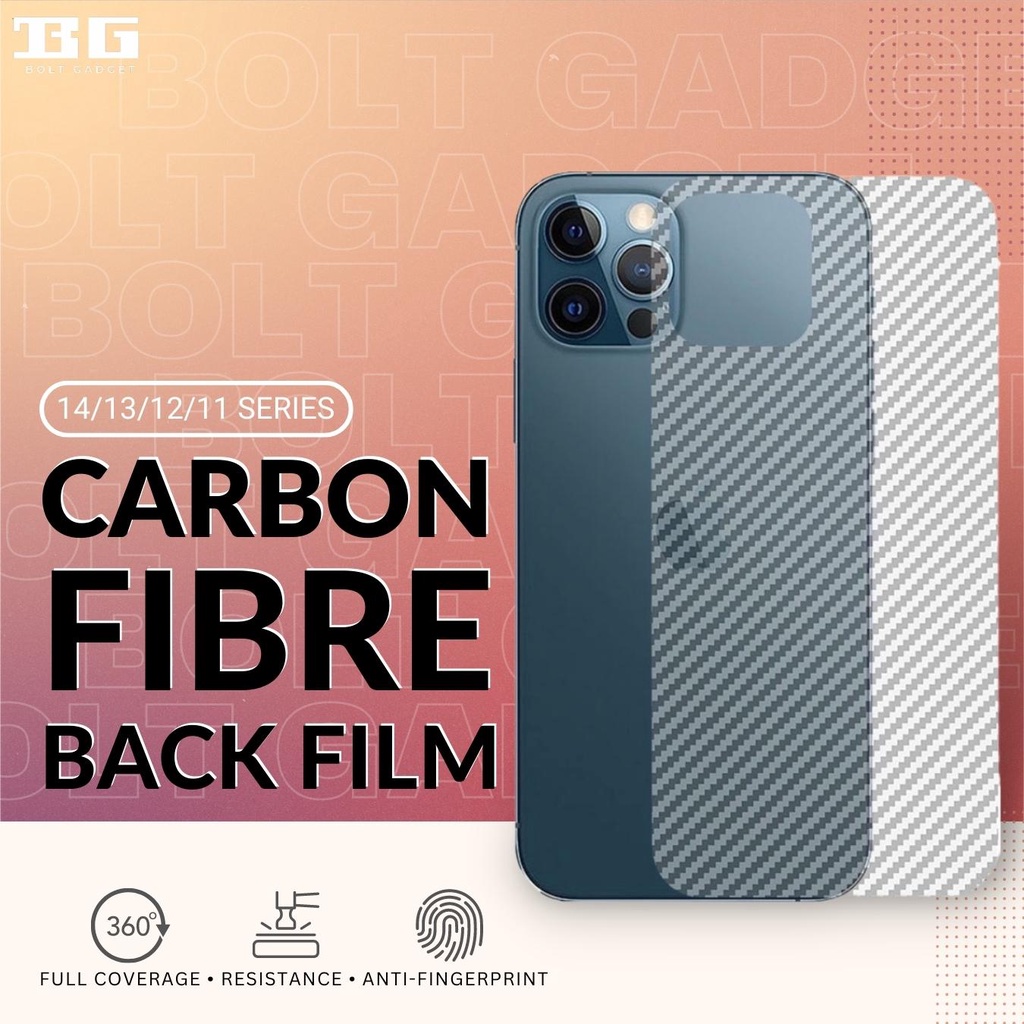 Carbon Fiber Back Film For iPhone 15 14 Pro Max 13 12 11 Pro Max XS Max ...