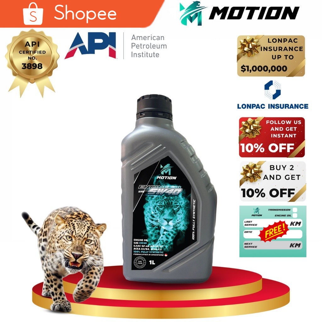 MOTION 5w40 Fully Synthetic Oil Engine Oil Lubricant 5w-40 API SP ...