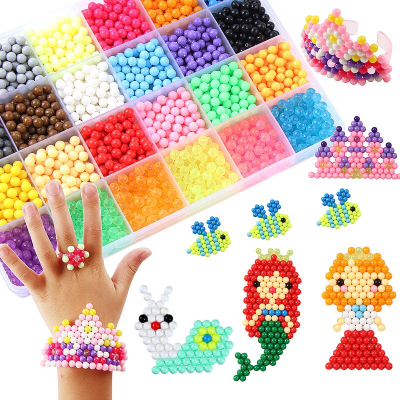 1500pcs DIY Magic Crystal Sticky Beads with Accessories Set Kids Toys ...