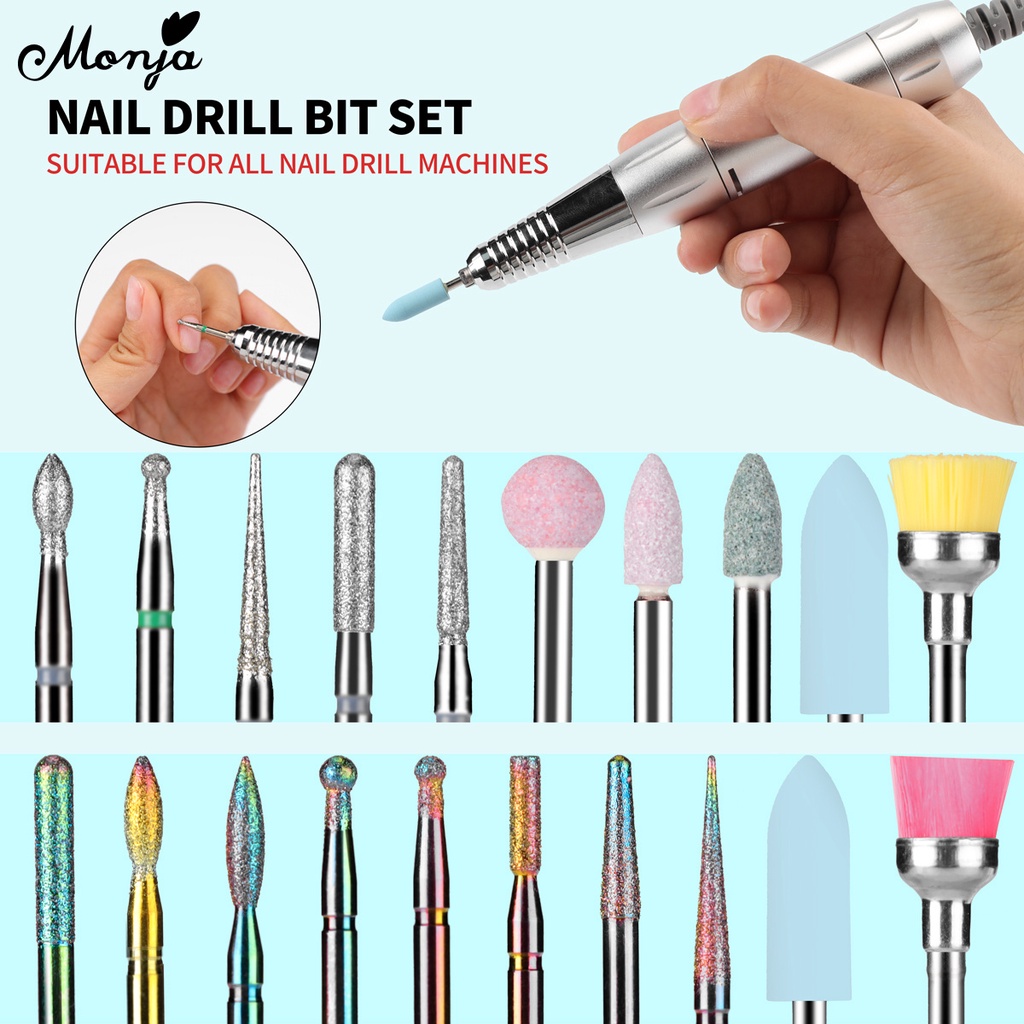 Monja 10Pcs/Set Nail Art Cone Tip Ceramic Drill Bits Electric Cuticle ...