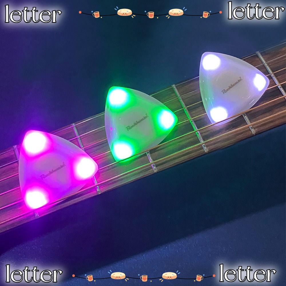 LETTER Glowing Picks New LED Light Touch Electric Guitar Bass Luminous ...