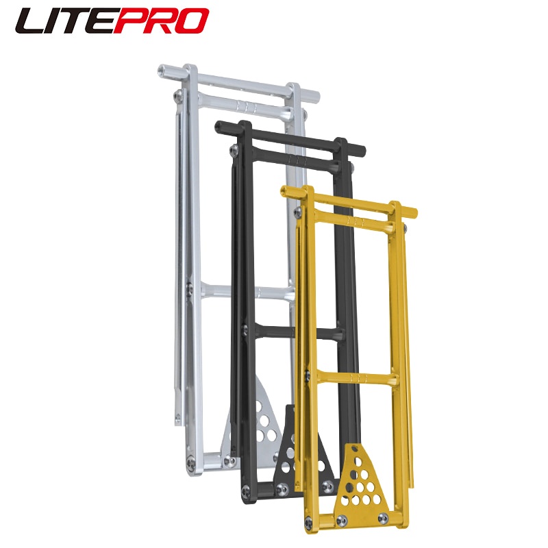Litepro Folding Bike Aluminum Alloy Rear Cargo Rack Pushing Easy Wheel ...