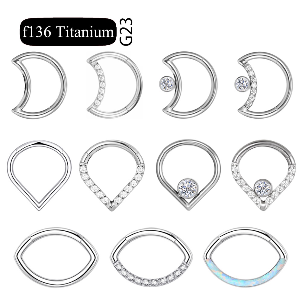 ASTM F136 Titanium Daith Moon Water Drop Teardrop Nose Ring Hoop for ...