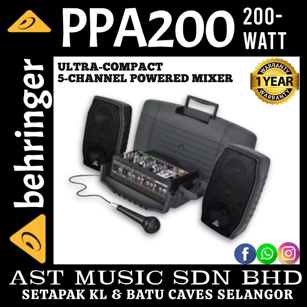 Behringer PPA200 Ultra-Compact 200-Watt 5-Channel Powered Mixer ( PPA ...