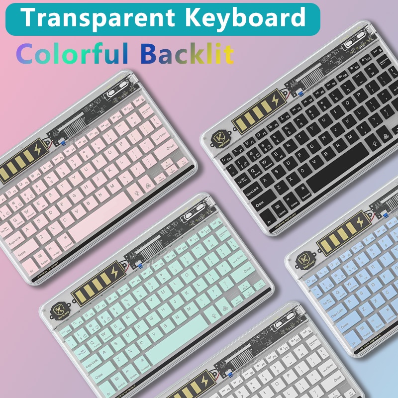 transparent Bluetooth backlight gradient keyboard supports multiple ...