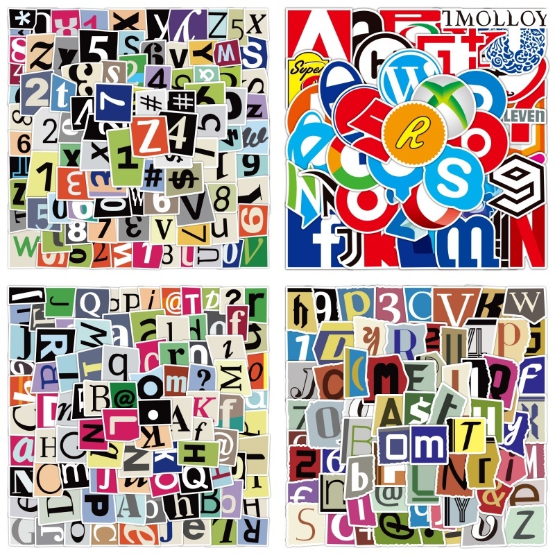 [T] 50/75/100Pcs/Set 4 Stlye English Letters Stickers Waterproof ...