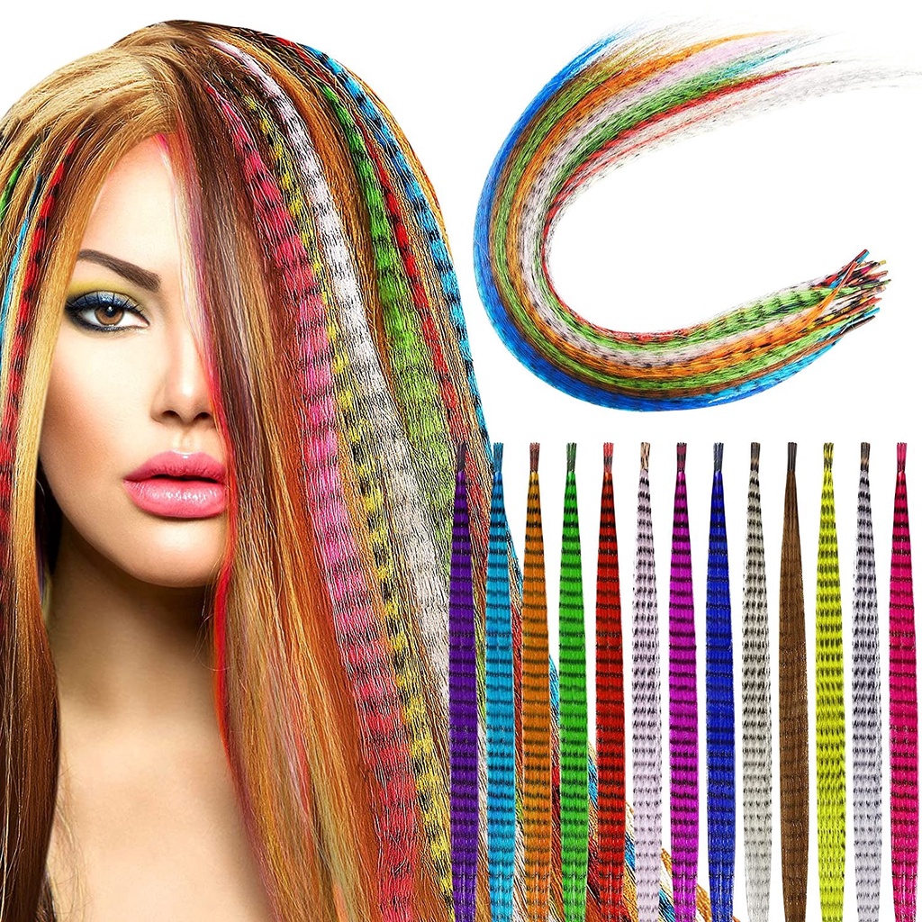 Fashion wig Girls Feathers Hair Extension Strand Wig Colored Synthetic ...