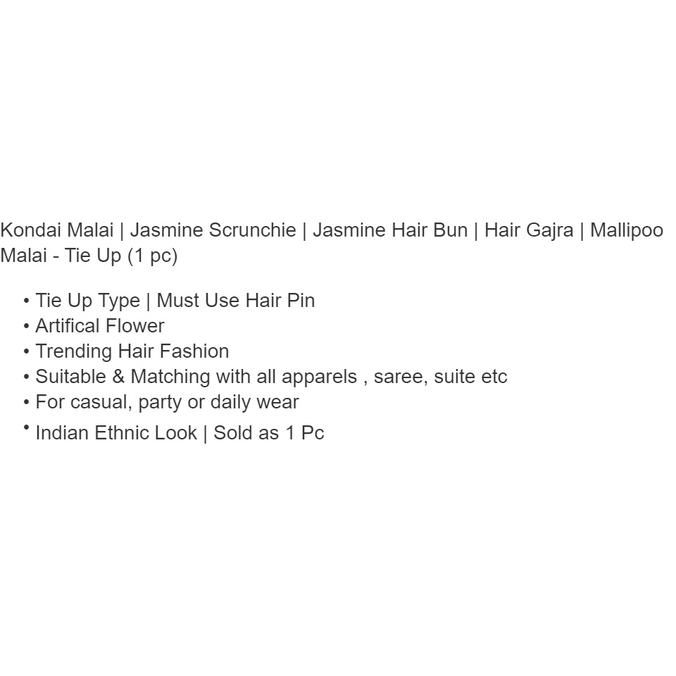 Kondai Malai | Jasmine Scrunchie | Jasmine Hair Bun | Hair Gajra ...