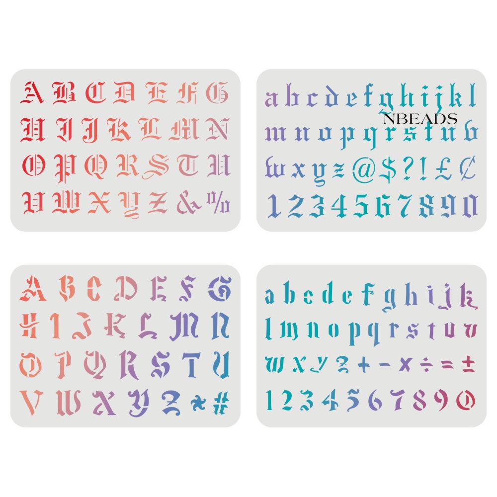 1Set 4 PCS Letter Stencils Template 29.7x21cm Plastic Alphabet Drawing ...
