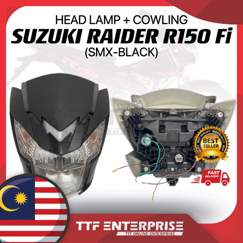 SUZUKI RAIDER R150-FI HEAD LAMP + COWLING (SMX-BLACK) RAIDER R 150 FI ...