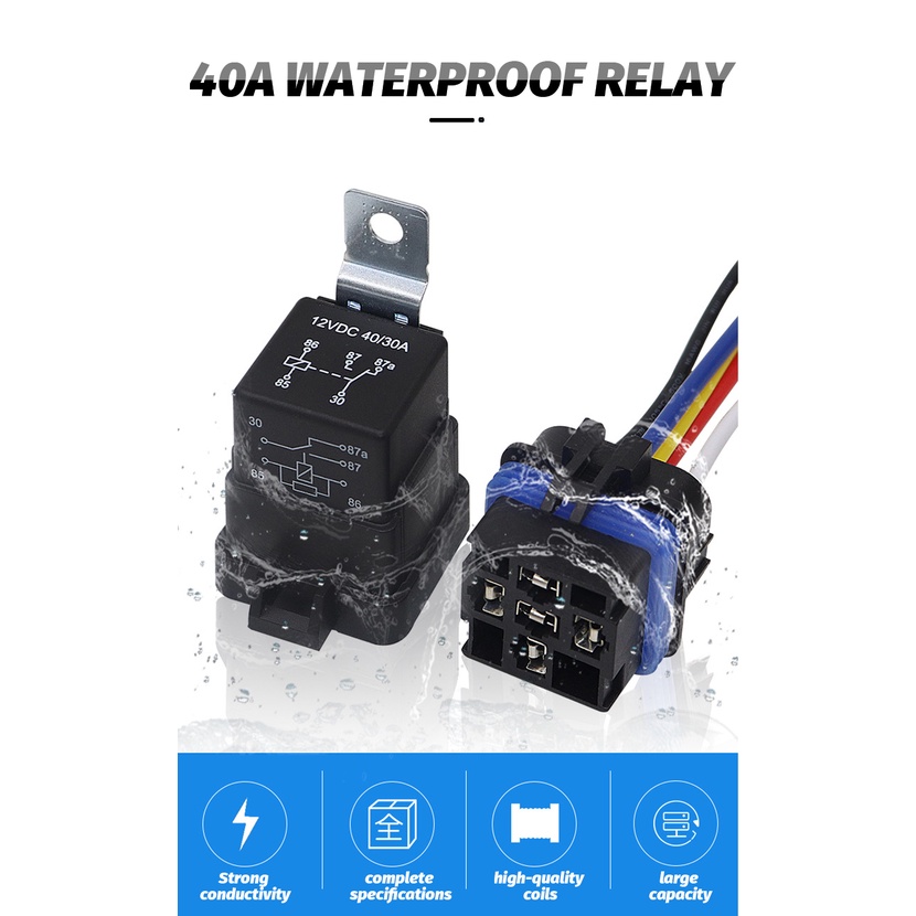 Waterproof Automotive Relay 12V 24V 5pin 4pin 4P 5P 40A Car Relay With ...