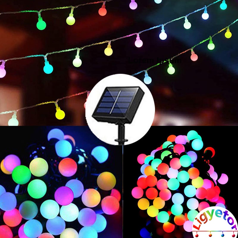 Ligyetor LED Solar String Lights Little White Ball Fairy Light ...