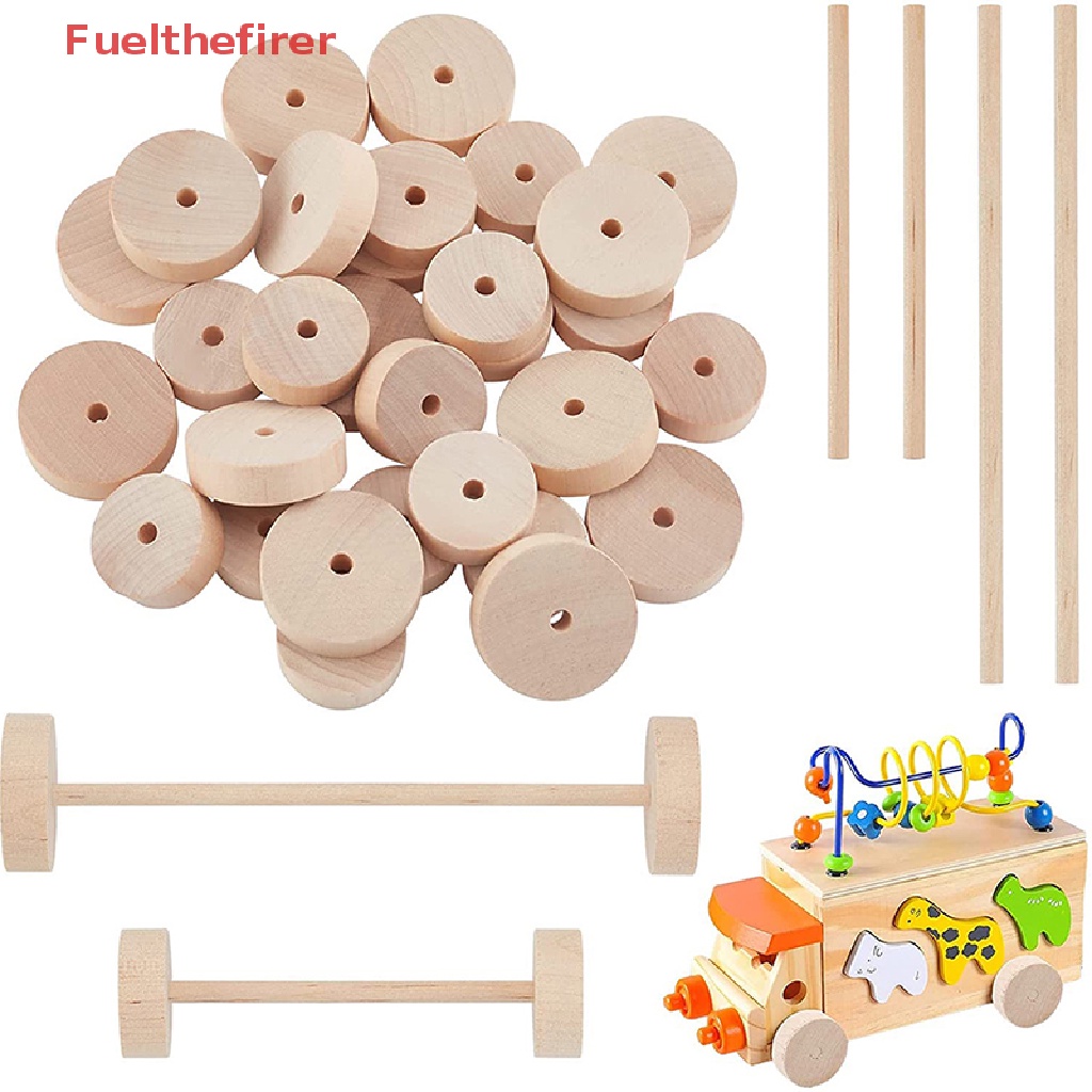 （Fuelthefirer） 1Set Unfinshed Wood Wheels with Sticks Craft Wheels ...