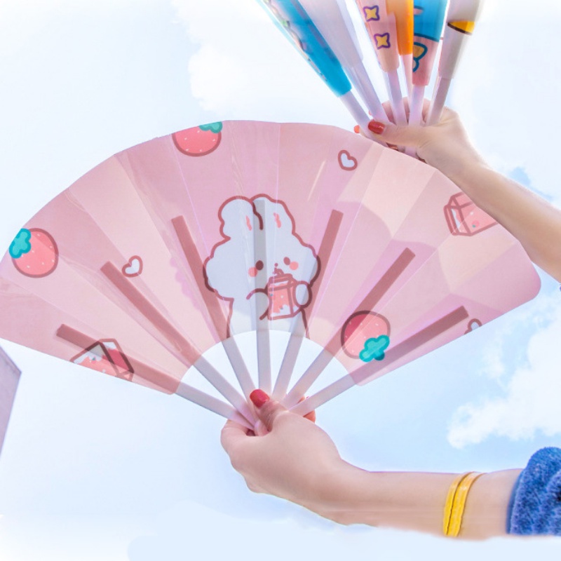 Cartoon Folding Fan Student Gift Plastic Fan Summer Cooling Small Fan ...