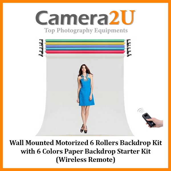 Wall Mounted Motorized 6 Rollers Backdrop Kit with 6 Colors Paper ...
