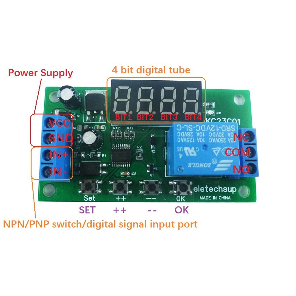 KC23C01 DC 5V 12V 24V Delay Relay Module 1-Channel Multifunction Pulse Counter Switch Adjustable ...