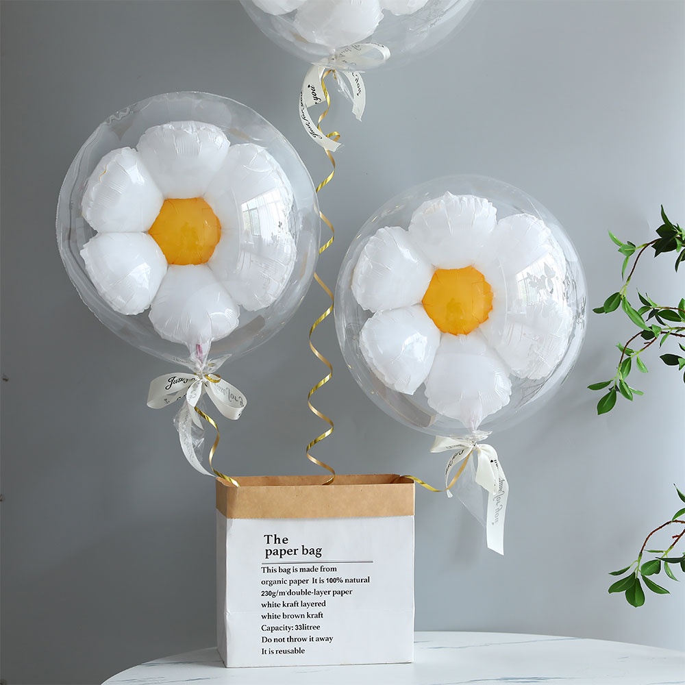2Pcs/Set Daisy Balloons Transparent Bubble Balloons Set Helium ...