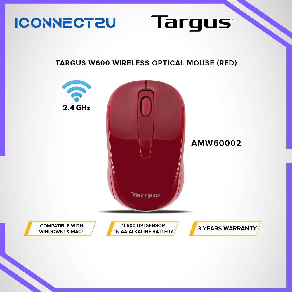 Targus W600 Wireless Optical Mouse - Red (AMW60002) | Shopee Malaysia