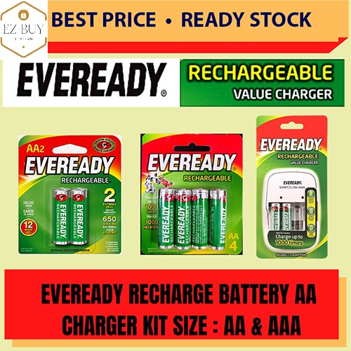 Eveready Rechargeable Battery / Bateri AAA / Battery AAA / Battery AA ...