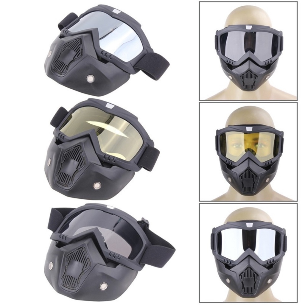 Motorcycle Goggles Mask Detachable Harley Style Protect Padding Helmet ...