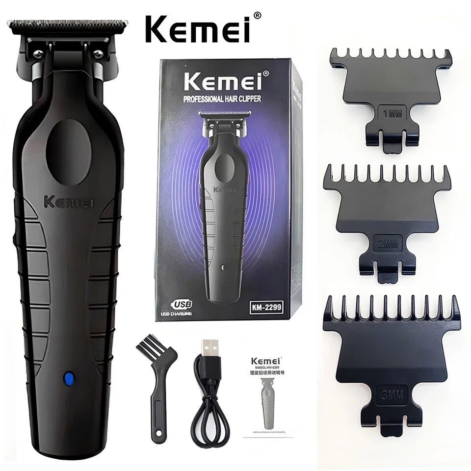 Kemei KM-2299 Professional Hair Trimmer Detailer Barber Electric Clipper Cordless Finish Cutting ...