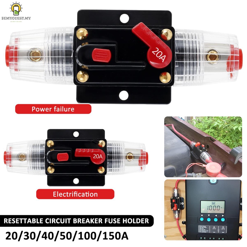Circuit Breaker Resettable Fuse Holder with Manual Reset Switch12-48V ...