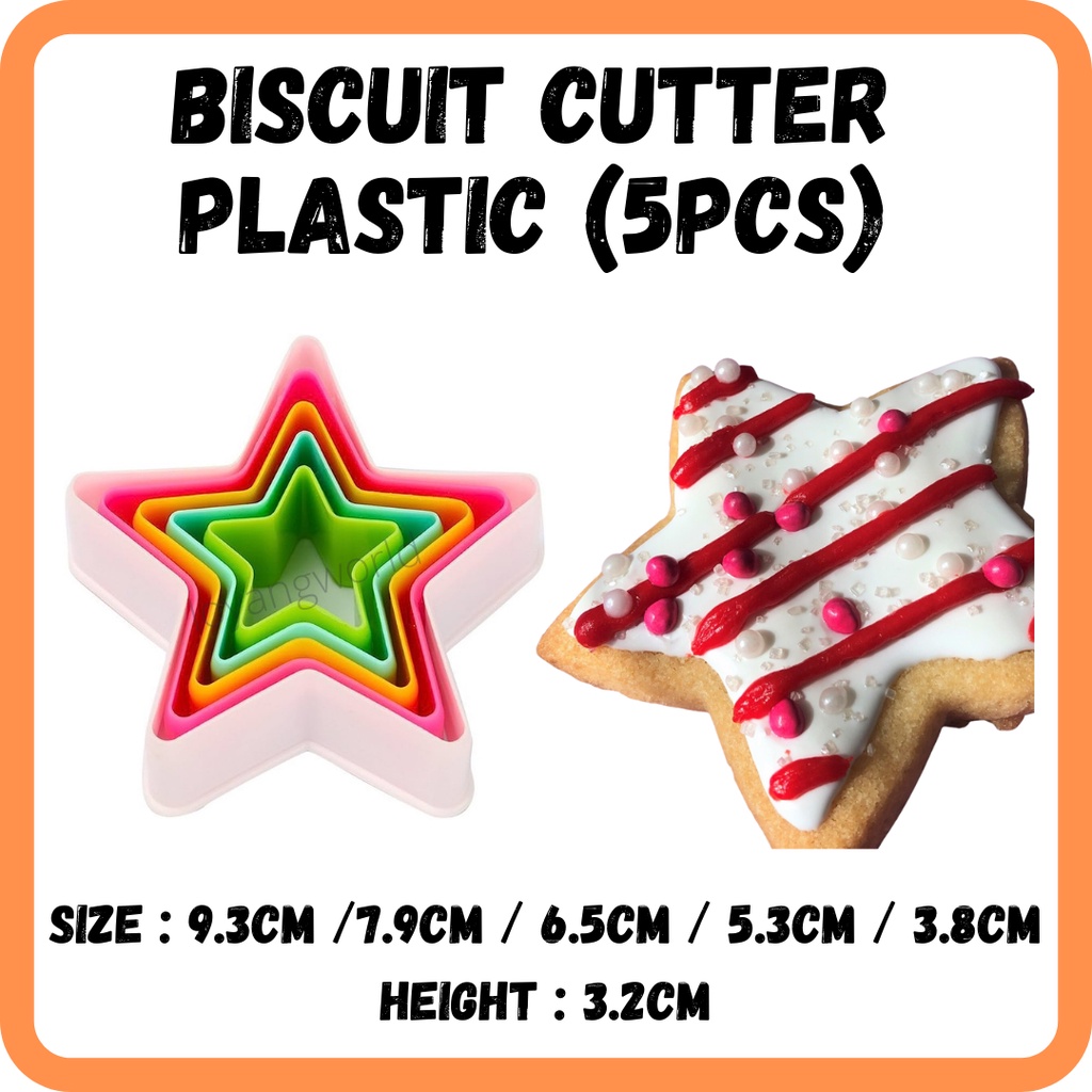 Set Cookies Biscuit Cutter Plastic Fondant Cutter Dough Acuan Kuih ...