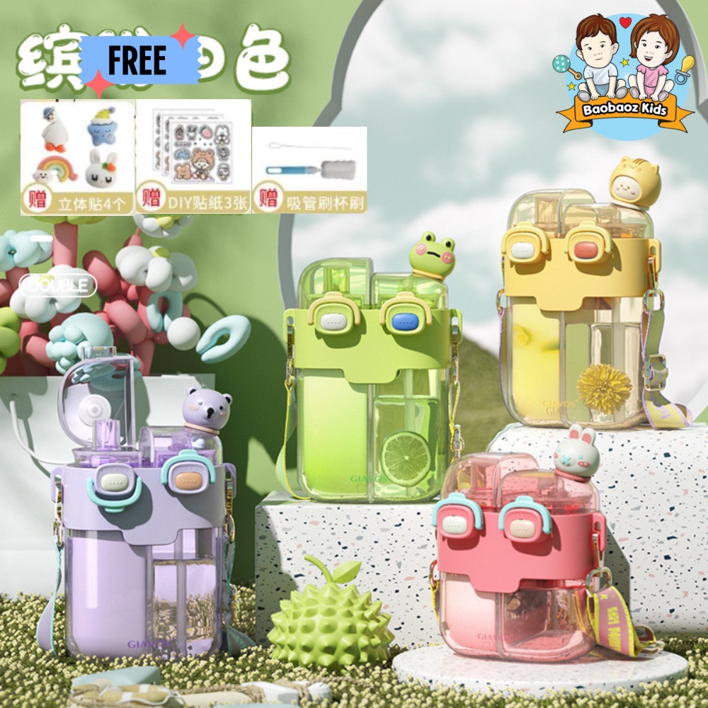 530ml / 780ml Cute Double Side design Water drinking cups leakproof ...