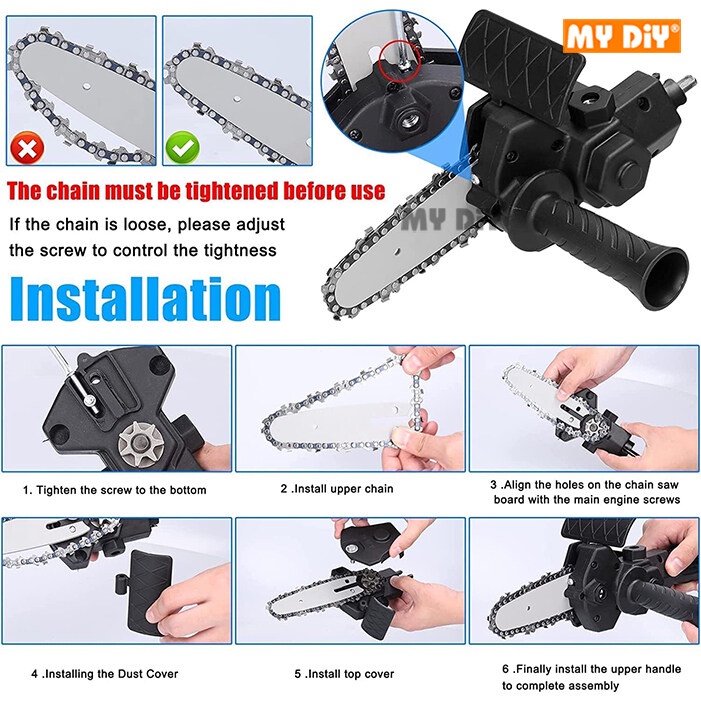 Ready Stock !!! 4inch 6inch Electric Drill Convert to Chainsaw Electric ...
