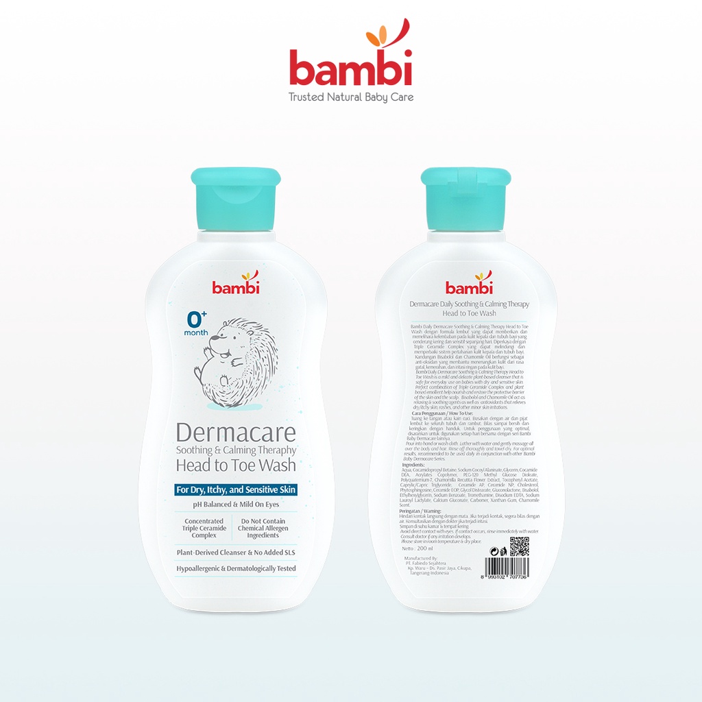BAMBI Baby Dermacare Head To Toe Wash | Sabun Kepala Hingga Punggung ...