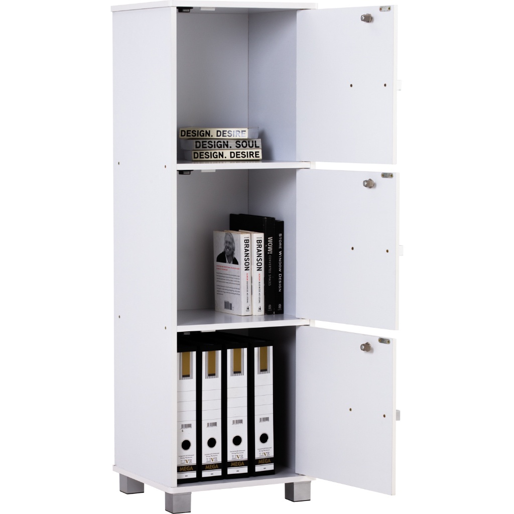 NAOMI White 3 Door Locker Cabinet Locker Arch File Cabinet Filing ...