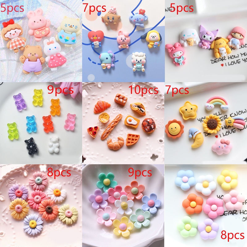 Cute Gummy Bear Jibbitz for Crocs Set Kpop Bts Jibitz Charm Pin Flower ...