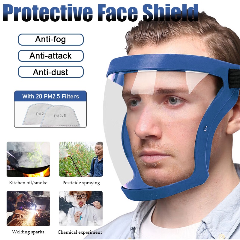 Face Protection Mask Full Face Transparent Glass Reusable Mask Anti ...