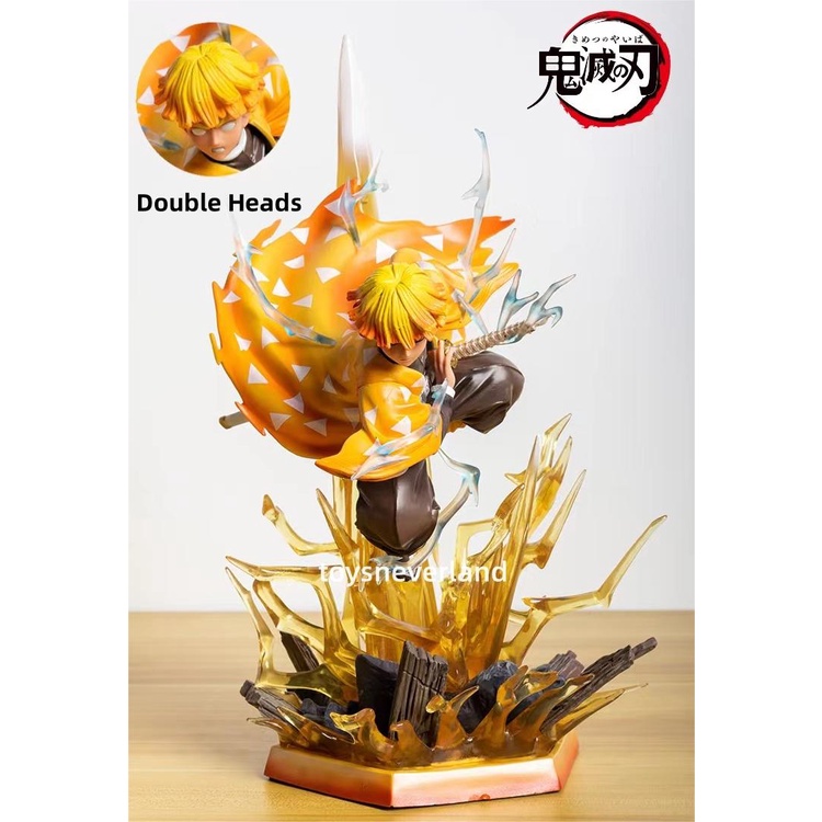 35cm Demon Slayer Agatsuma Zenitsu Gk Statue with Light Kimetsu No ...