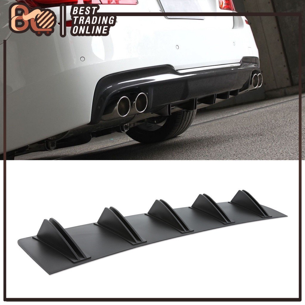 Universal Rear Lip Bumper Diffuser 5 Fins Spoiler Splitter Matt Black ...