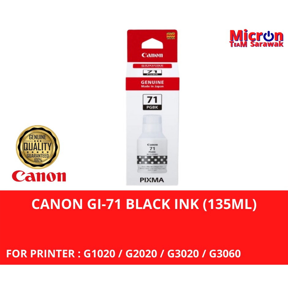 Canon GI-71 Black Ink Bottle (135 ml) (For G1020 / G2020 / G3020 ...