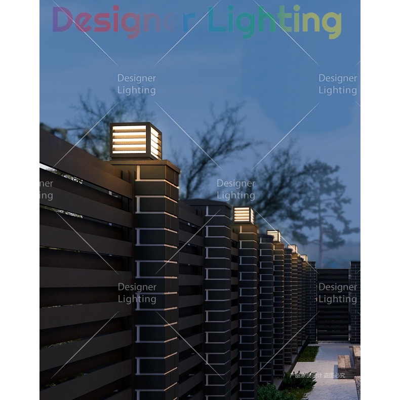 Designer [25cm Pillar Light] Outdoor Gate Lamp Weather Proof Modern ...