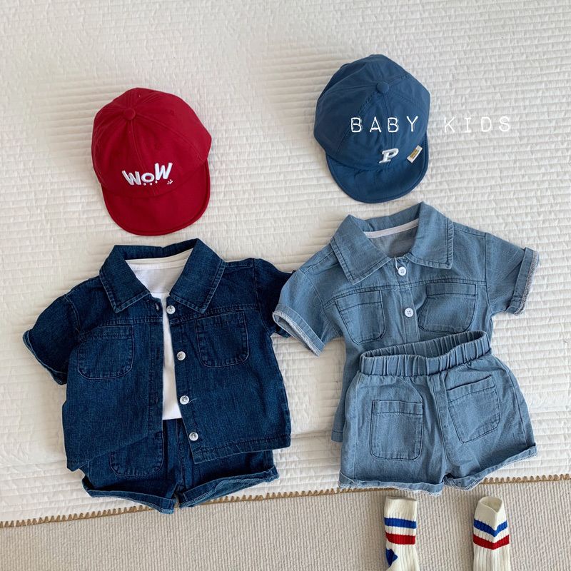 INS Baby Boy Summer Western Style Denim Suit Infant Children Short ...