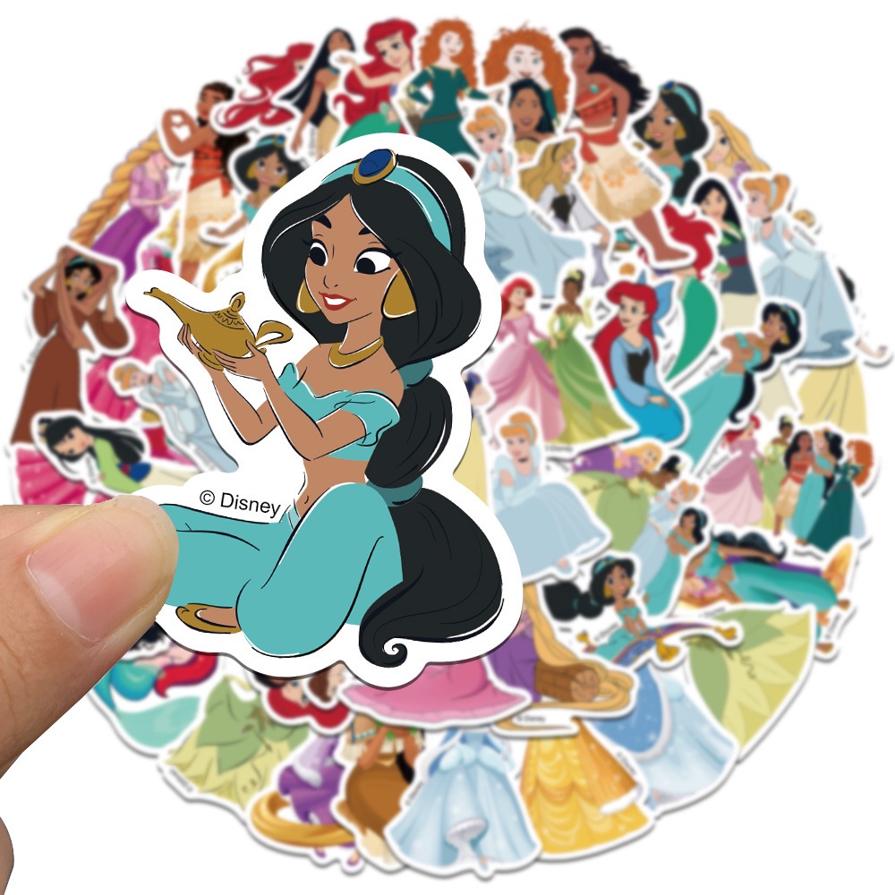 50 Sheets Cartoon Disney Princess Collection Graffiti Stickers Unique ...