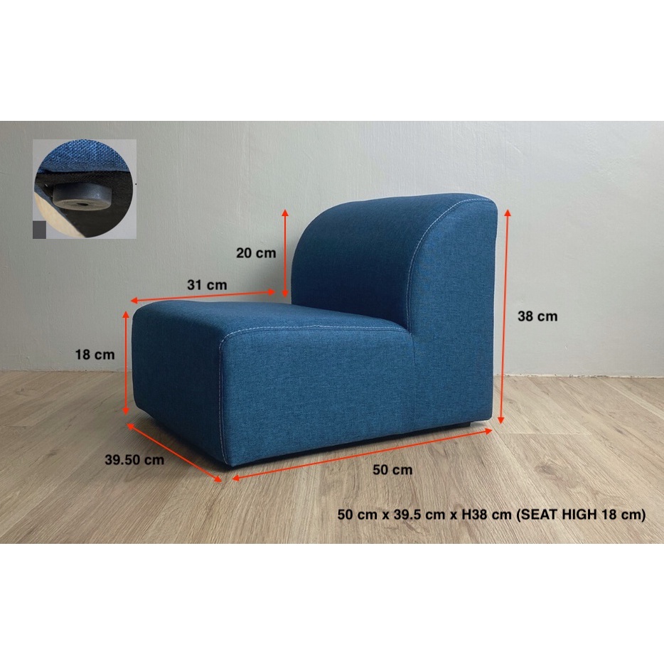 SHIRO Furniture KID 1 Seater Sofa without Armrest Navy Blue Color ...