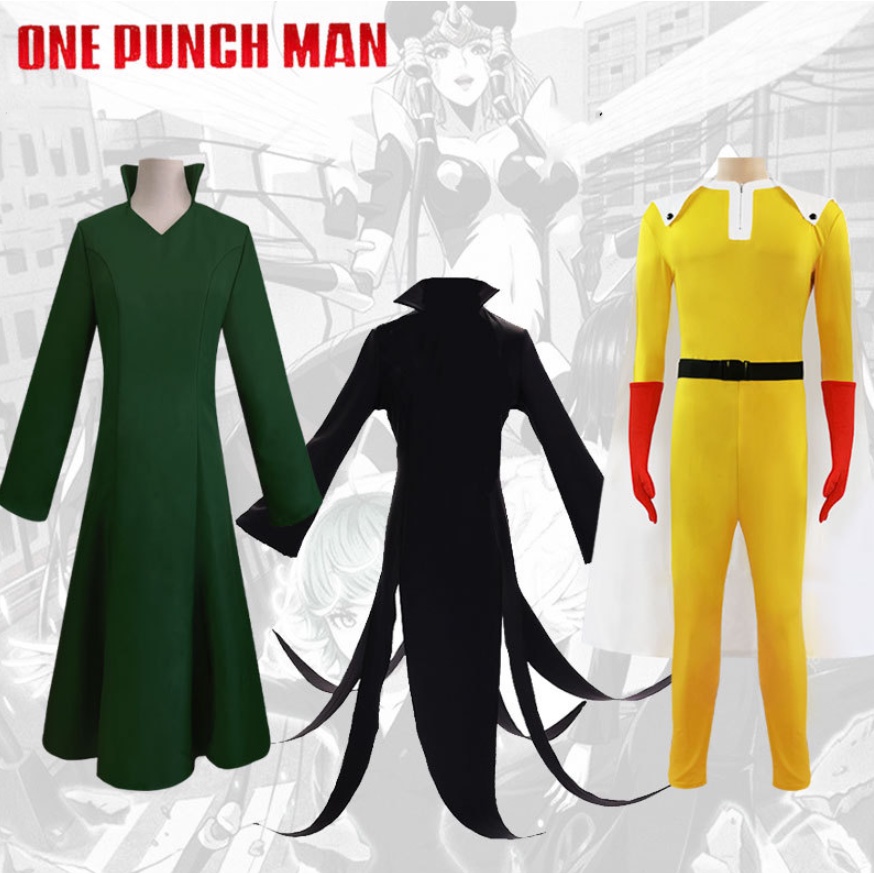 PS2 One-Punch Man SAITAMA Anime Cosplay Jumpsuit Cloak Dress Costume ...