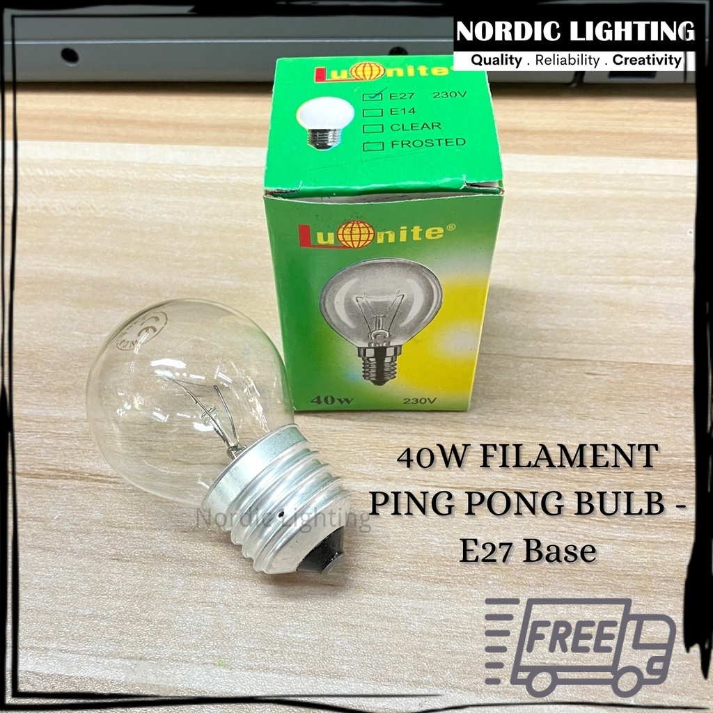 Nordic Lighting 40W Filament Ping Pong Bulb E27 Clear Glass Warm White ...