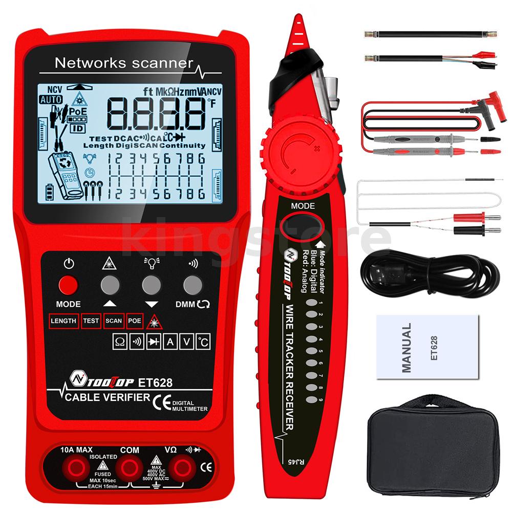 TOOLTOP 3 in 1 Network Cable Tester + Multimeter + Red Light Pen 600M ...