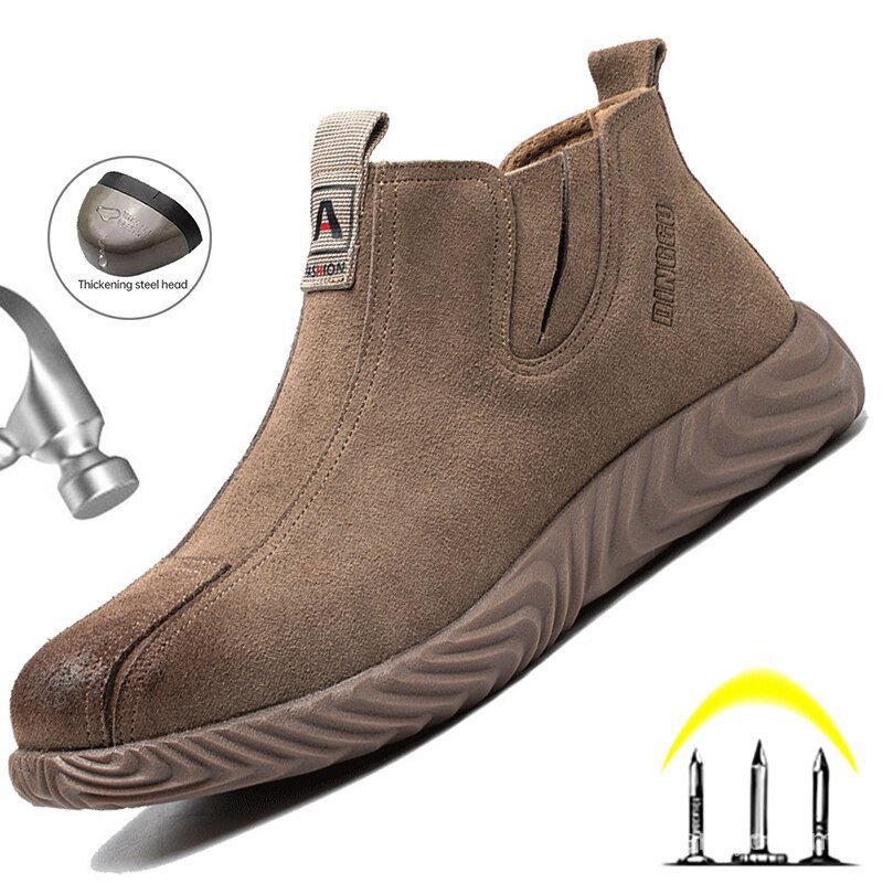 New Indestructible Safety Shoes Men Soft Bottom Work Shoes Chelsea ...