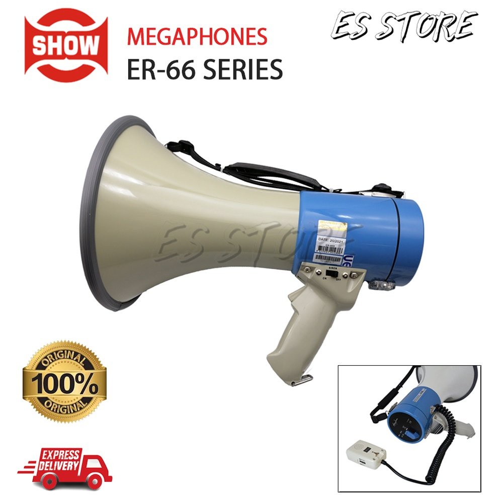SHOW ER66 SERIES 25 WATT HAND GRIP MEGAPHONE / HAILER BUILT IN SIREN ...